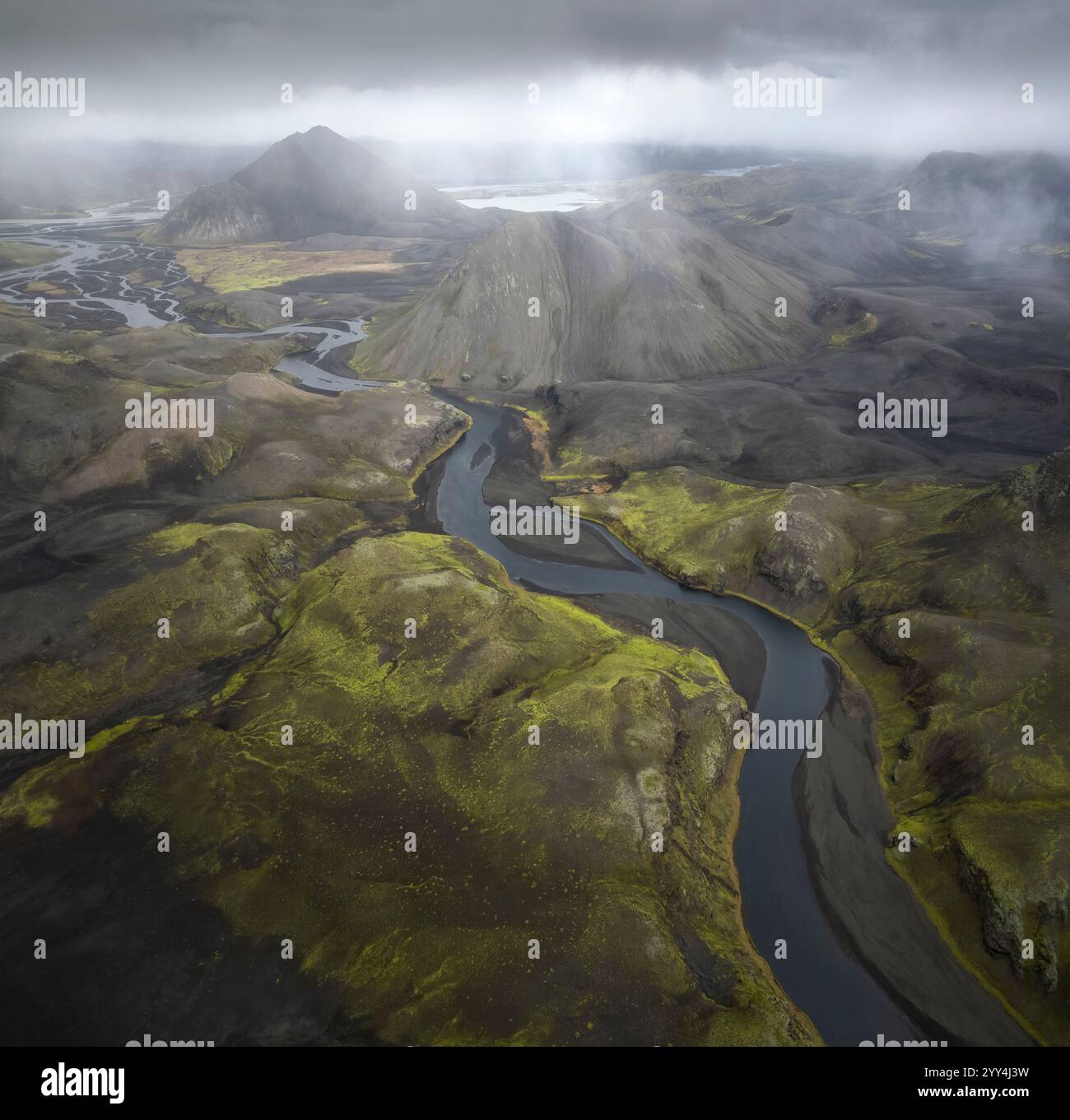 Aerial view of Iceland's breathtaking landscape, showcasing winding ...