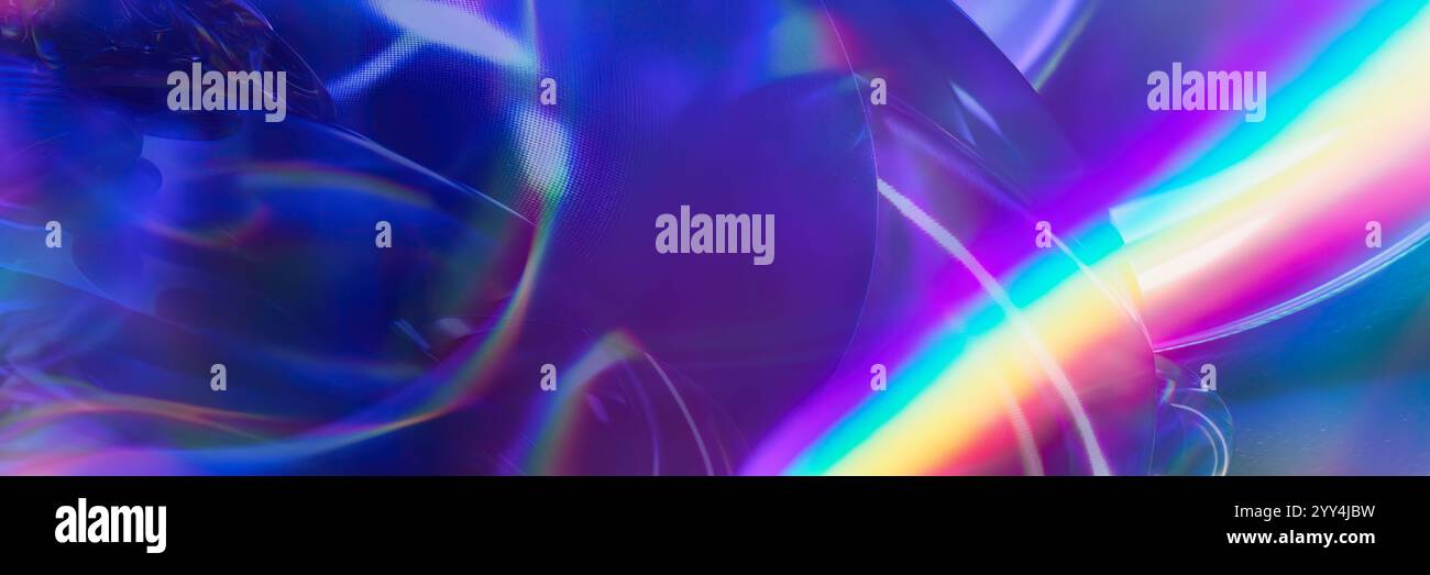 Ethereal 3D render of neon light beams refracting through a glossy ...