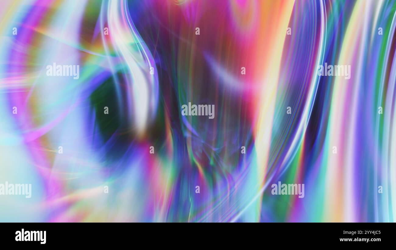 This abstract background features vibrant 3D neon light refractions ...