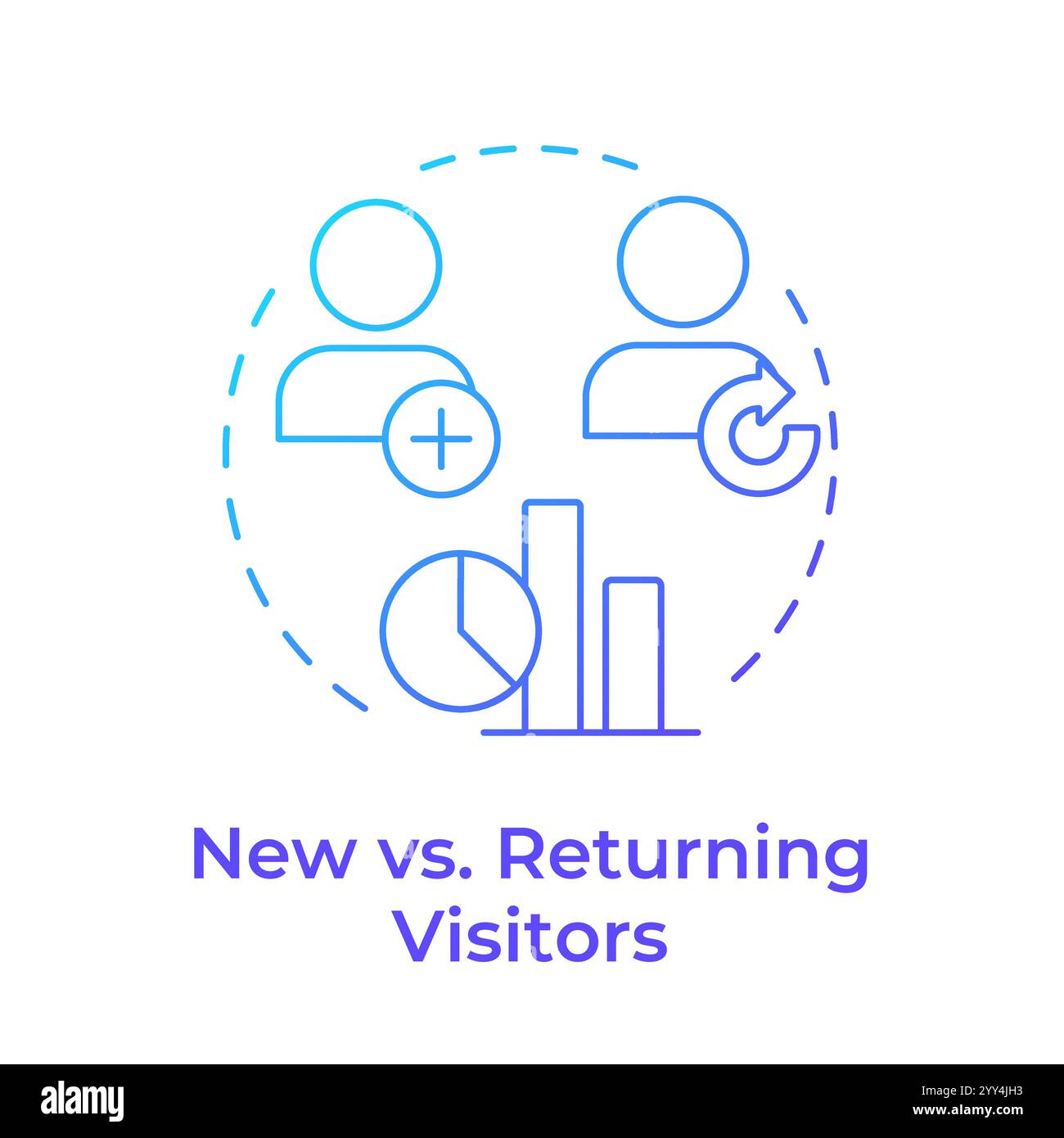New vs returning visitors blue gradient concept icon Stock Vector Image ...