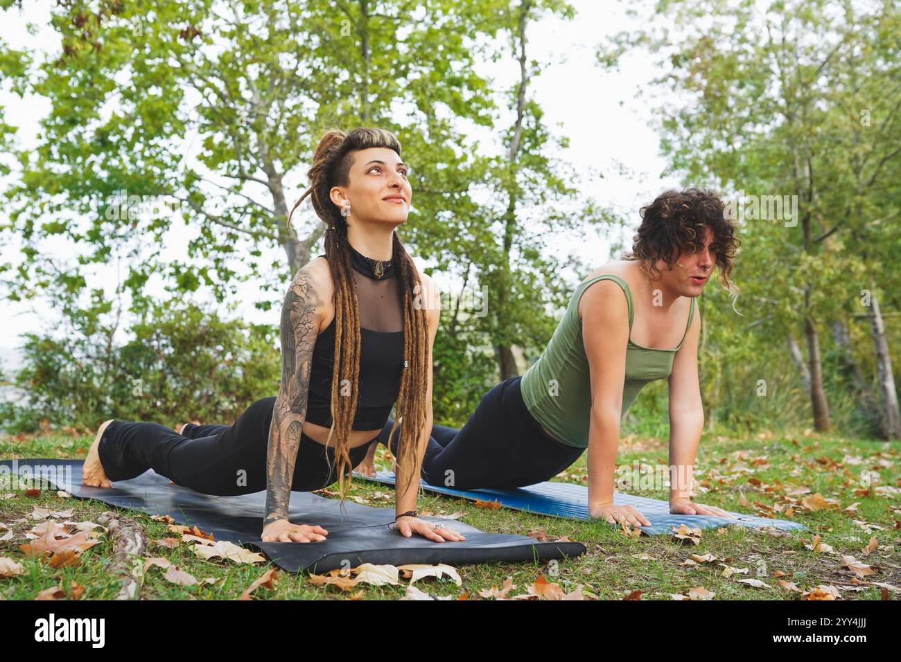A transgender couple celebrates their lifestyle outdoors by practicing ...