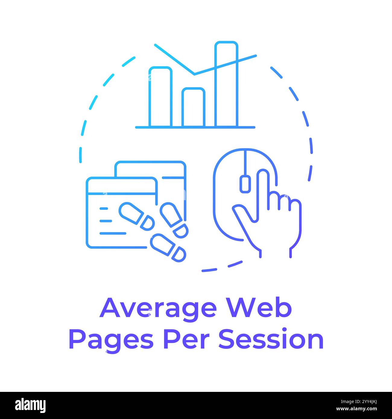Average web pages per session blue gradient concept icon Stock Vector ...