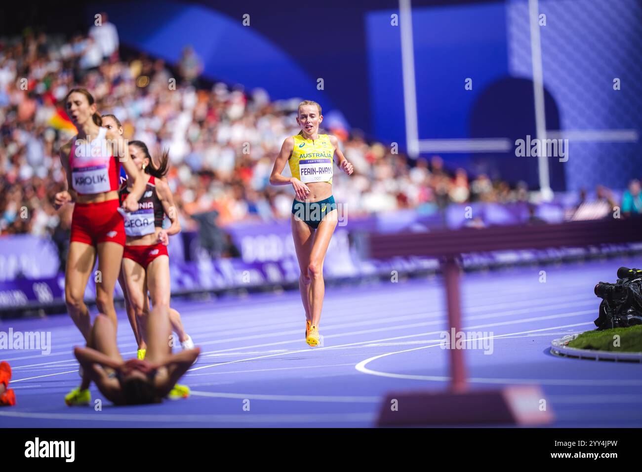 Cara Feain-Ryan participating in the 3000 metres steeplechase at the ...