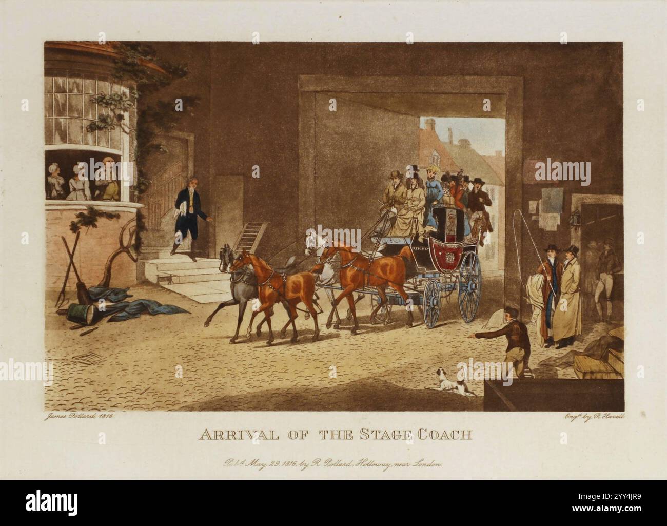 Arrival of the Stage Coach, Vintage Lithograph by James Pollard, 1816 ...