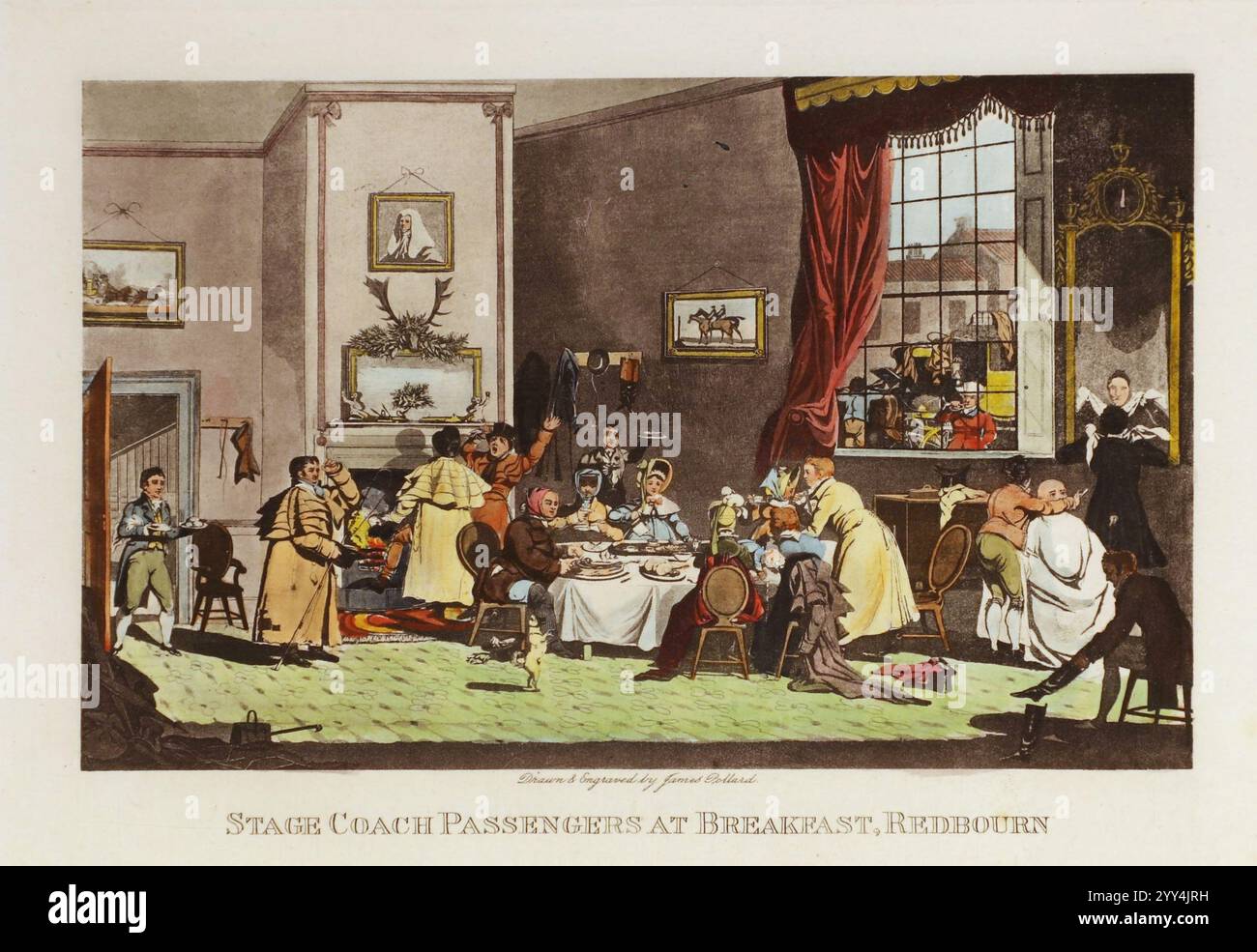 Stage Coach Passengers at Breakfast, Redburn, Vintage Lithograph by ...