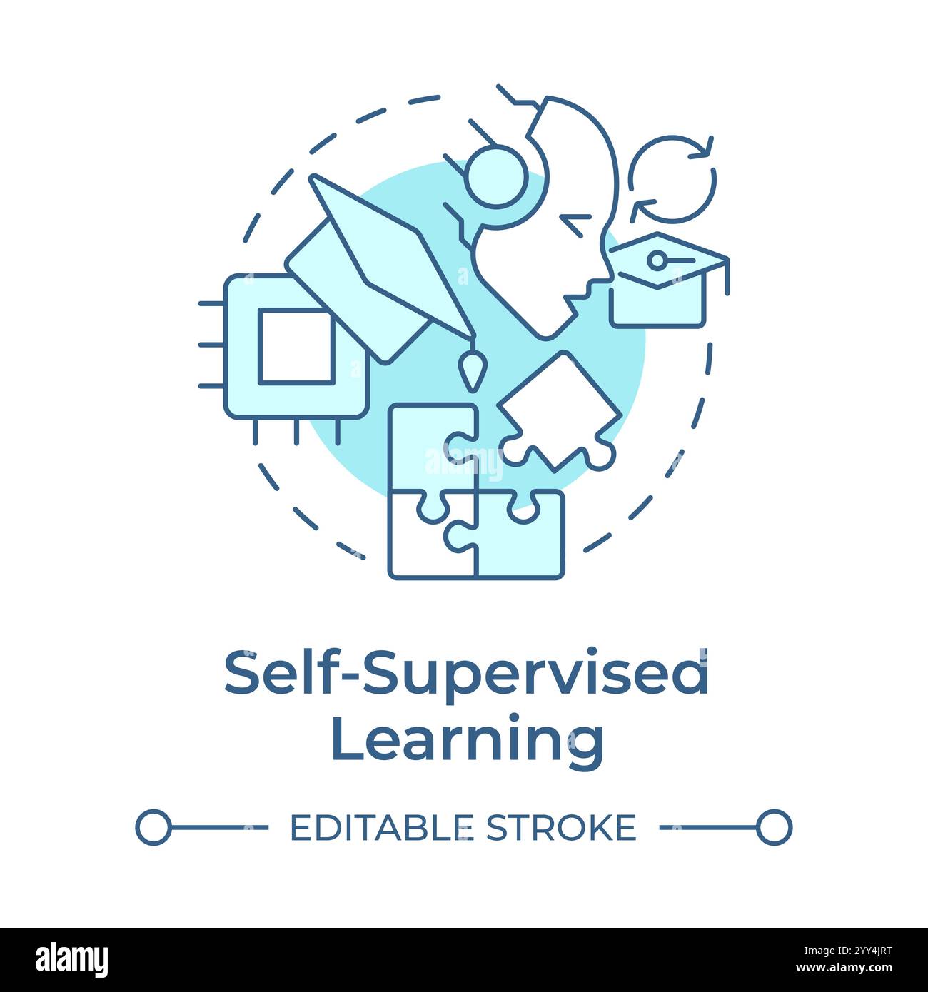 Self supervised learning soft blue concept icon Stock Vector Image ...