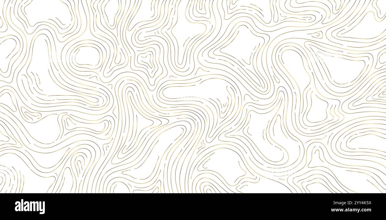 Vector gold line wood texture illustration, organic shape wave pattern ...