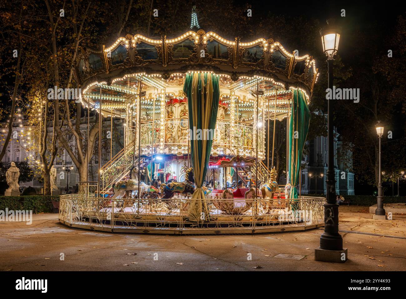 Old-fashioned carousel with stairs, Madrid, Spain Stock Photo - Alamy