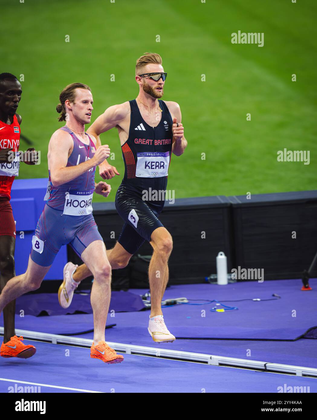 Josh Kerr participating in the 1500 meters at the Paris 2024 Olympic ...