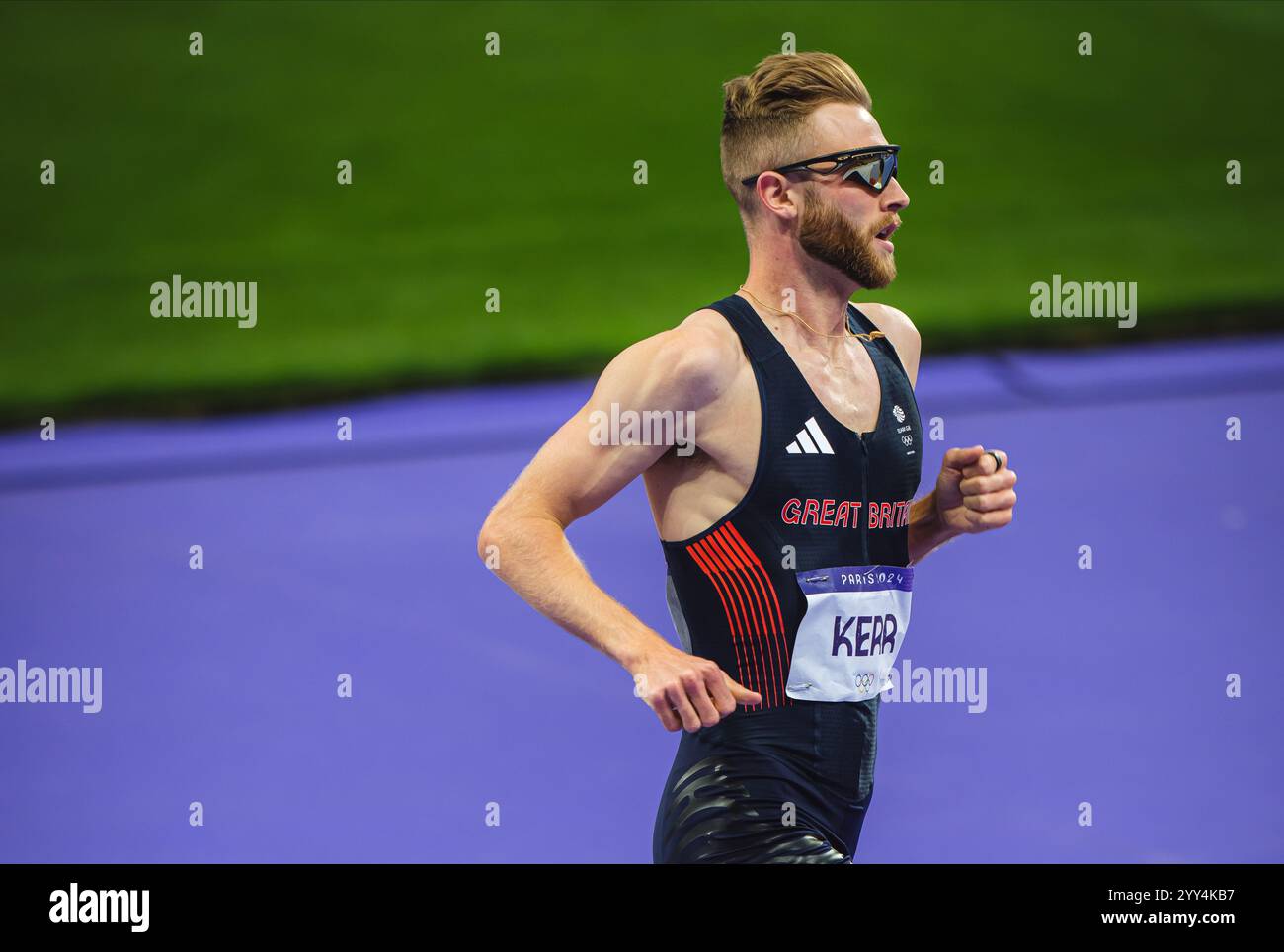 Josh Kerr participating in the 1500 meters at the Paris 2024 Olympic ...