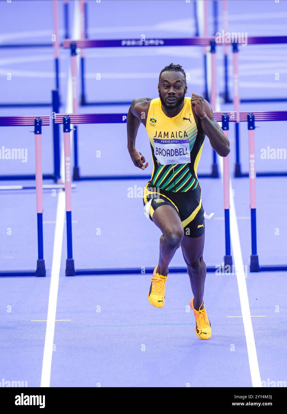 Rasheed Broadbell participating in the 110 meters hurdles at the Paris ...