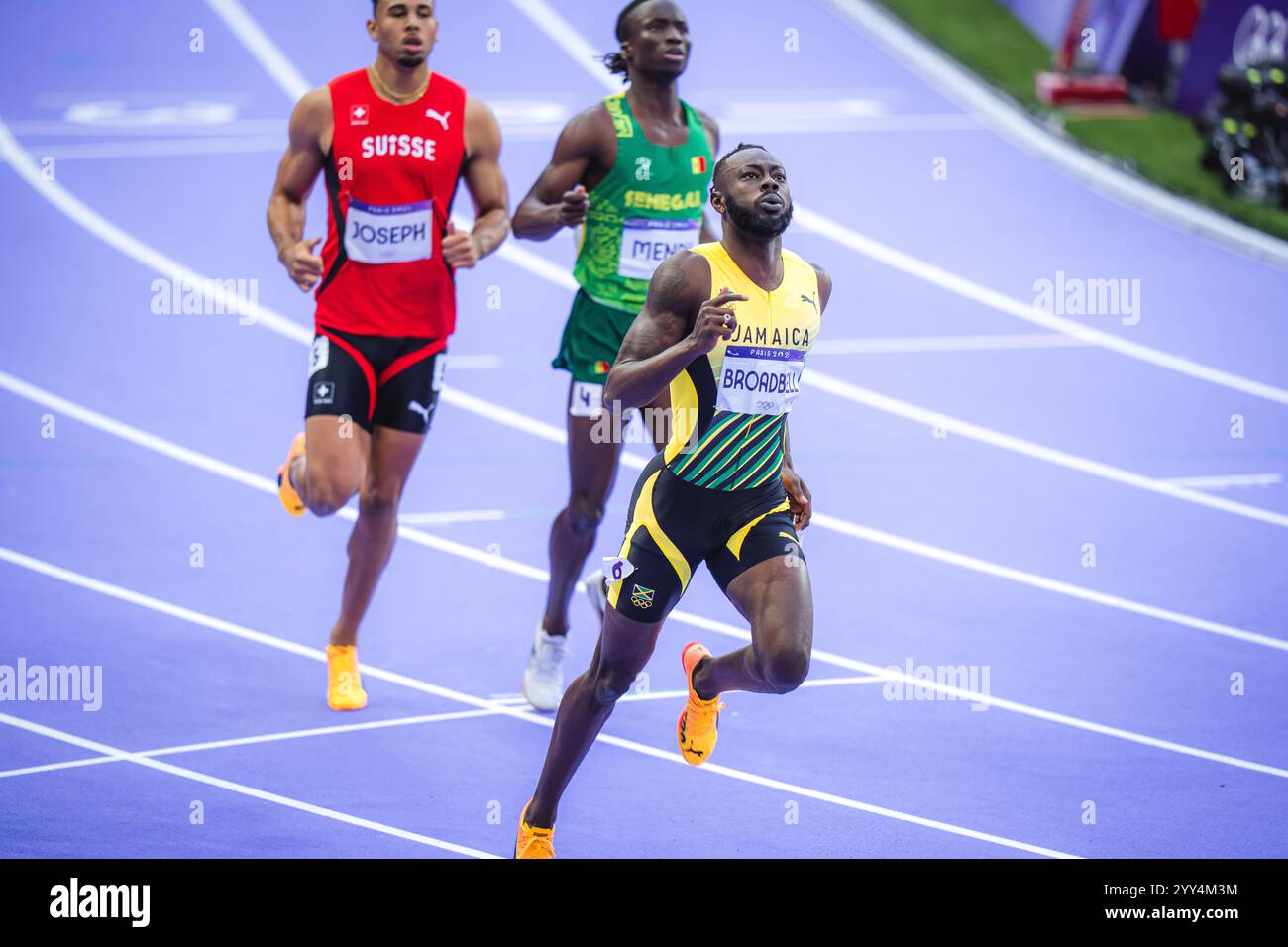 Rasheed Broadbell participating in the 110 meters hurdles at the Paris ...