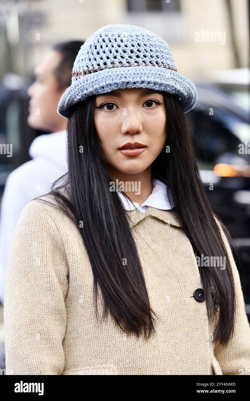 Yoyo Cao - Street style outside MIU MIU - Paris Fashion Week / October ...
