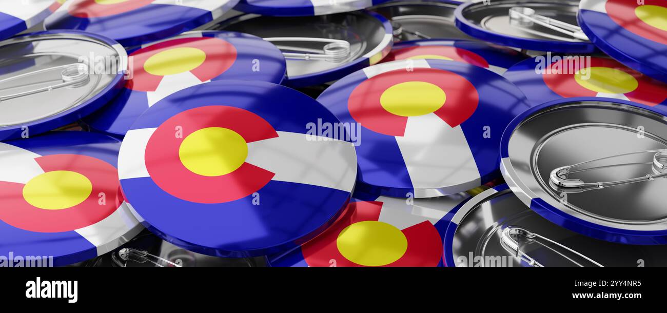Colorado - round badges with state flag - 3D illustration Stock Photo ...