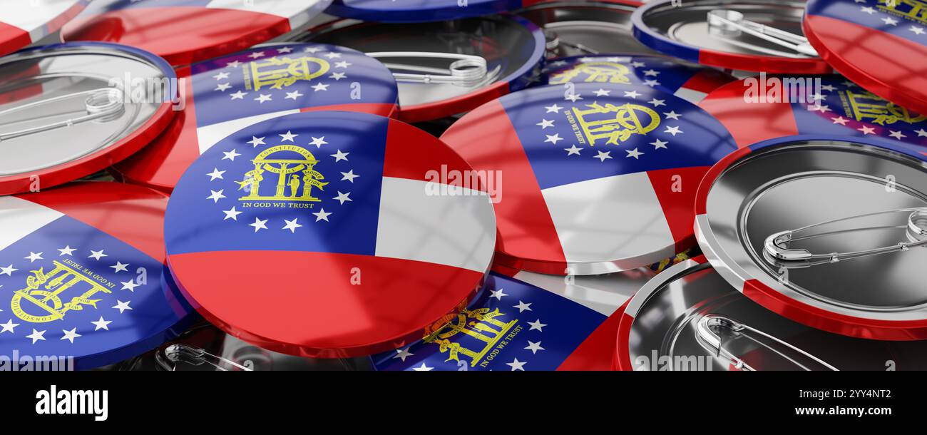 Georgia - round badges with state flag - 3D illustration Stock Photo ...
