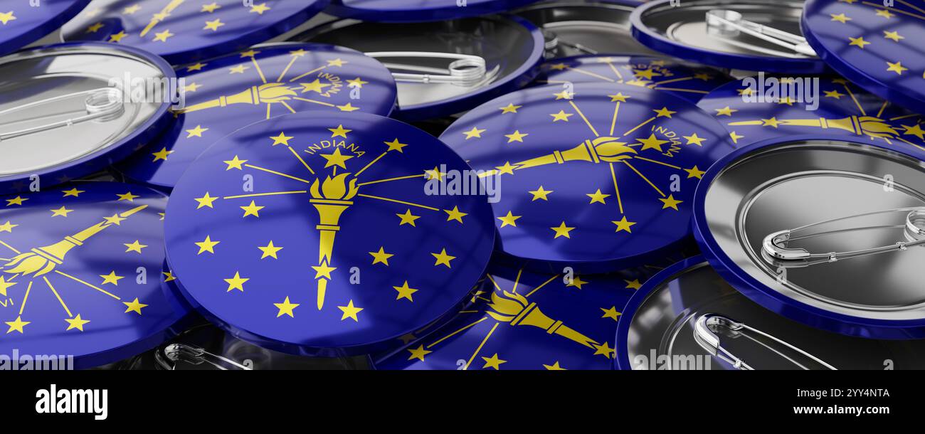 Indiana - round badges with state flag - 3D illustration Stock Photo ...