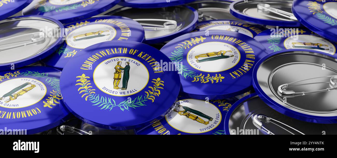 Kentucky - round badges with state flag - 3D illustration Stock Photo ...