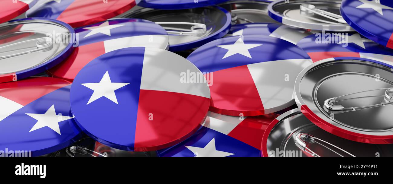Texas - round badges with state flag - 3D illustration Stock Photo - Alamy