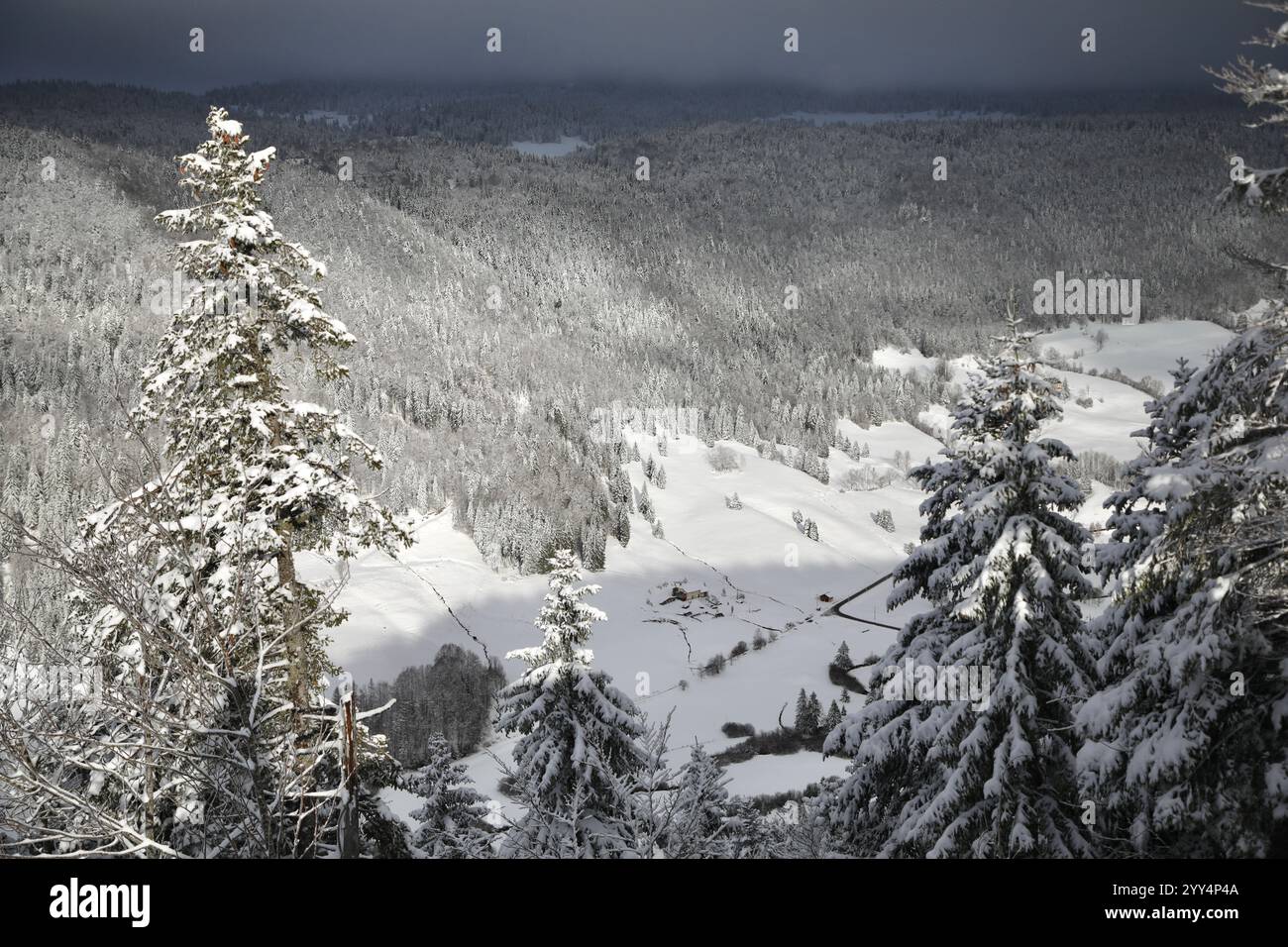 Mijoux, France. 09th Dec, 2024. Mijoux countryside, the Valserine river ...