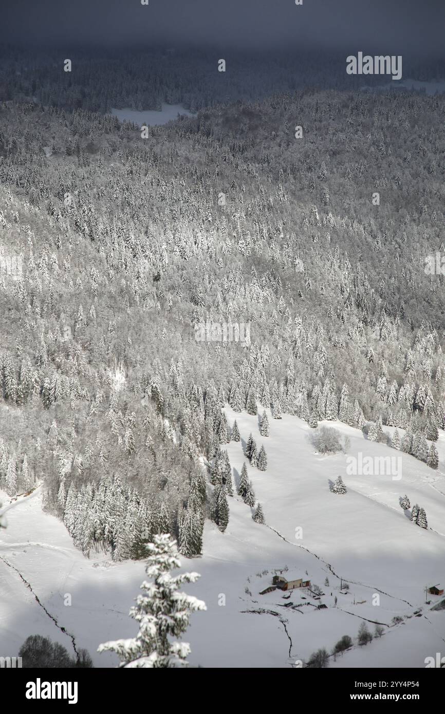 Mijoux, France. 09th Dec, 2024. Mijoux countryside in the Jura ...