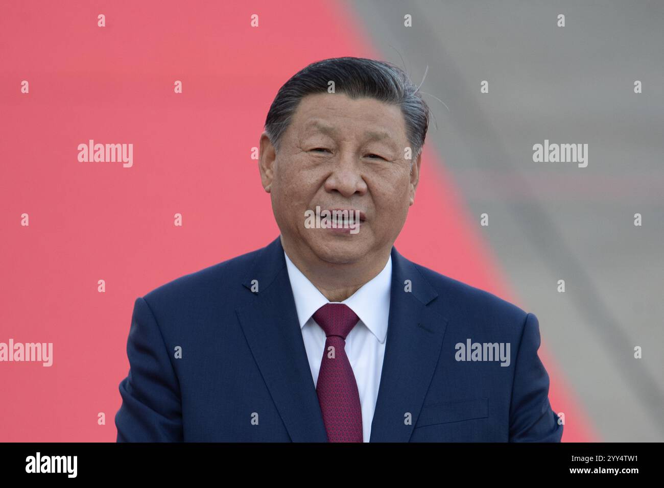 Chinese President Xi Jinping speaks following his arrival at Macau ...