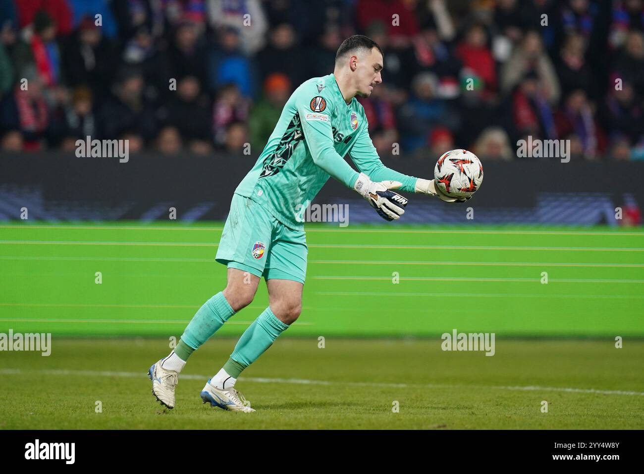 Pilsen, Czech Republic. 12th Dec, 2024. Viktoria Plzen goalkeeper ...