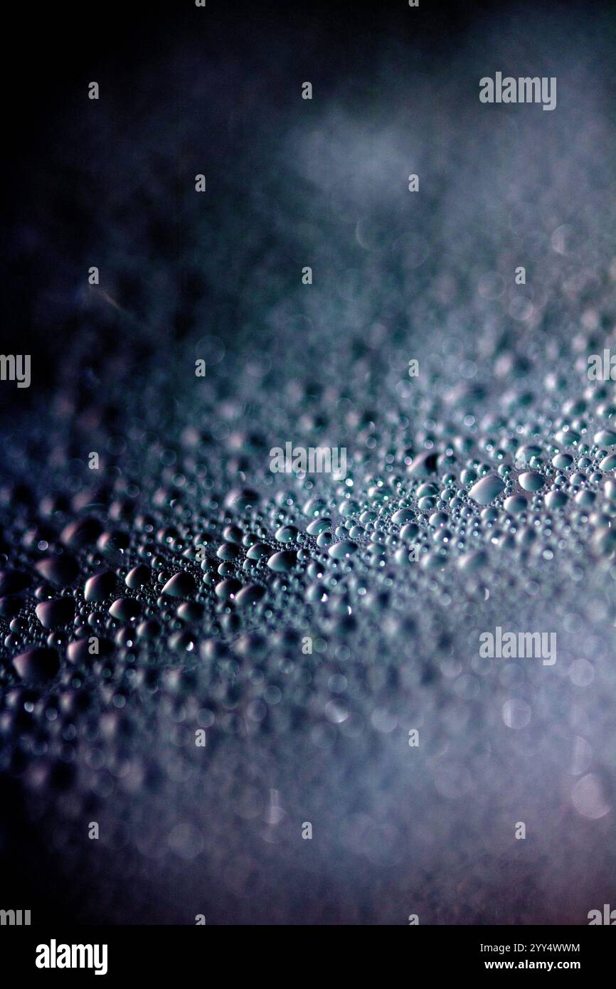 Close Up of Condensation Floating Liquid Water Bubbles and Drips on ...