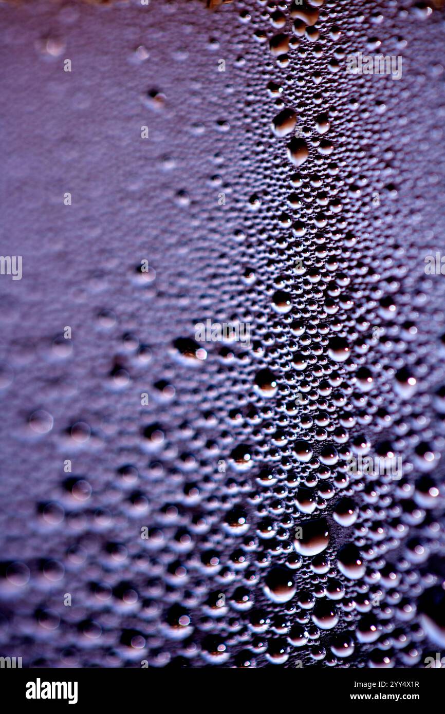 Close Up of Condensation Floating Liquid Water Bubbles and Drips on ...