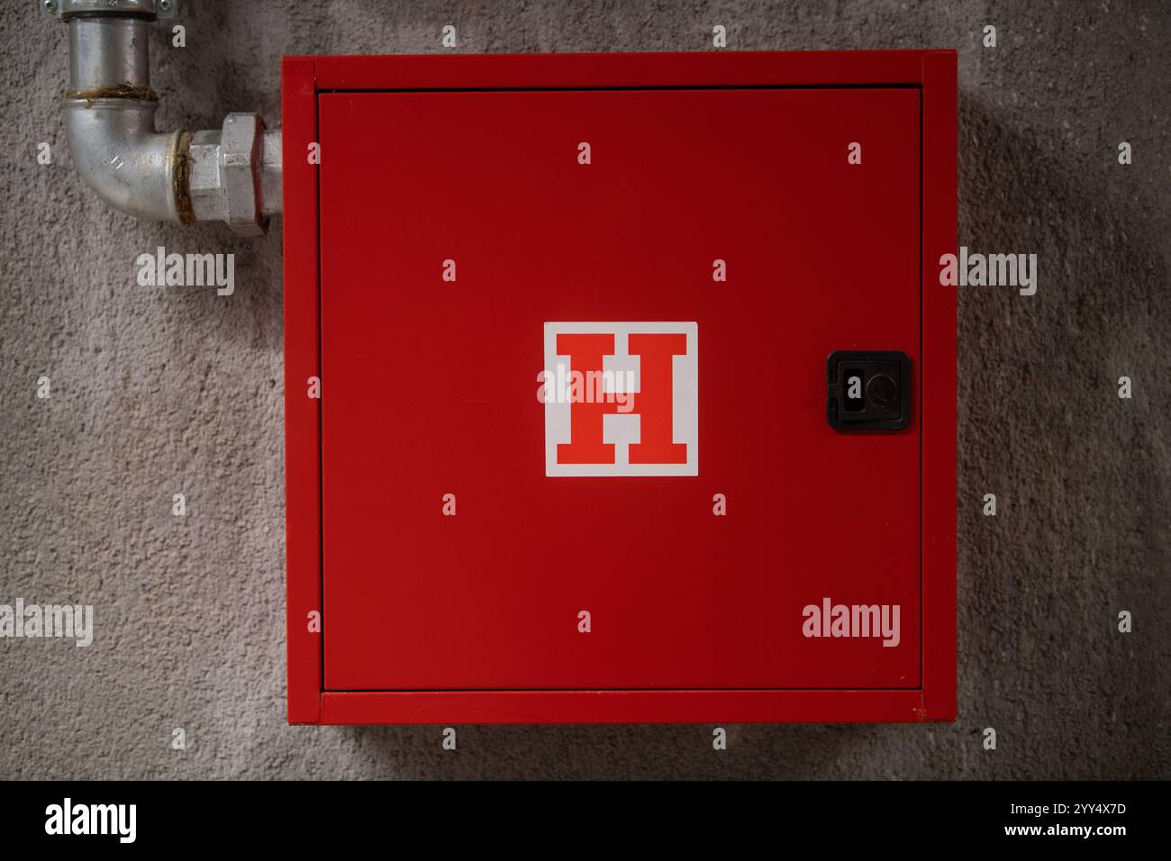 Fire Red box cabinet with extinguisher and hydrant hose emergency panel ...