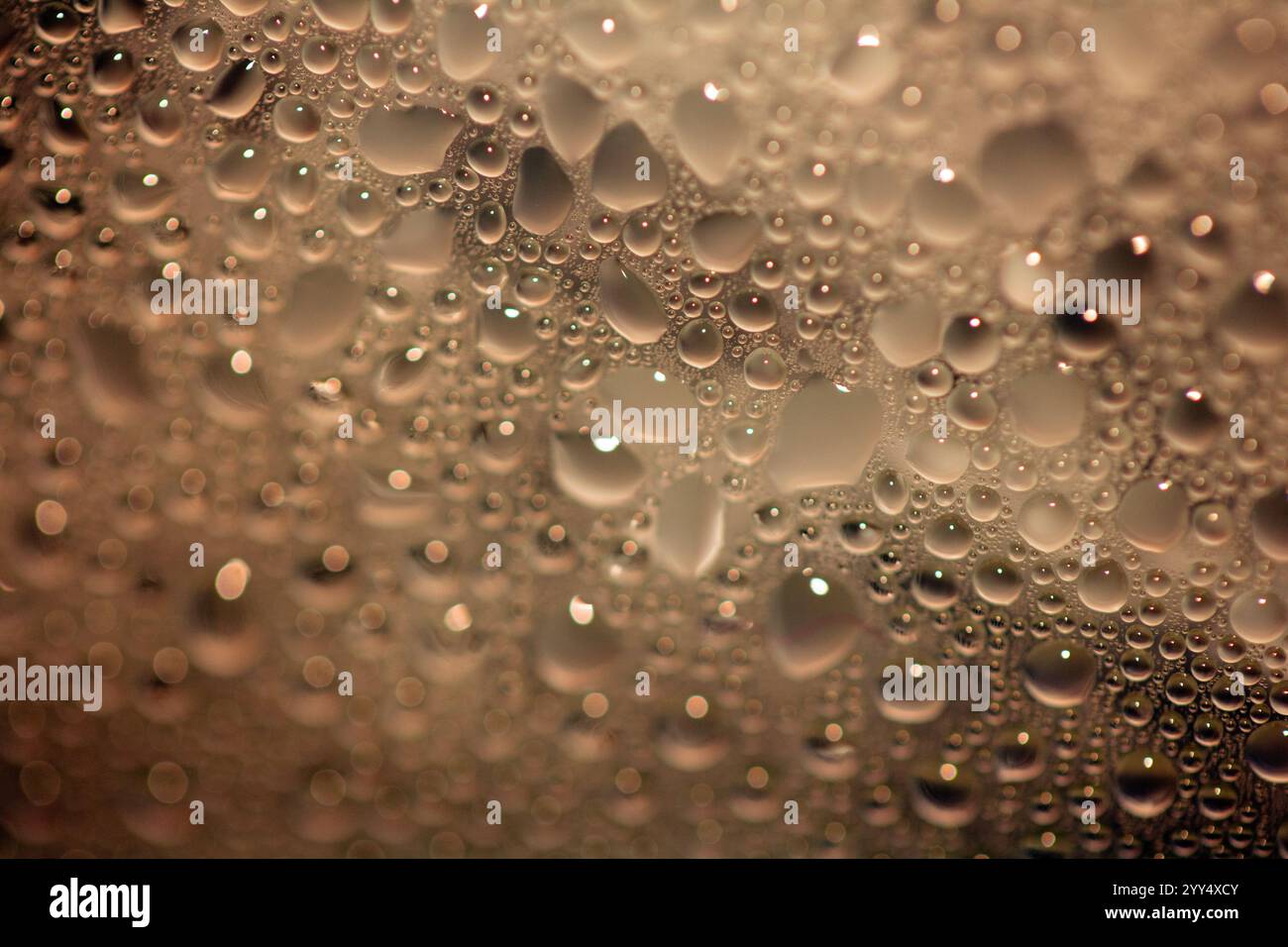 Close Up of Condensation Floating Liquid Water Bubbles and Drips on ...