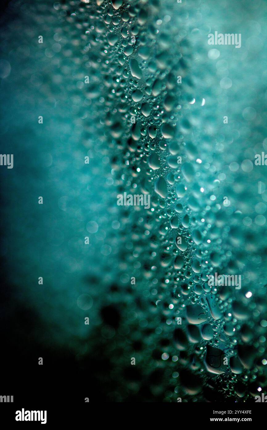 Close Up of Condensation Floating Liquid Water Bubbles and Drips on ...