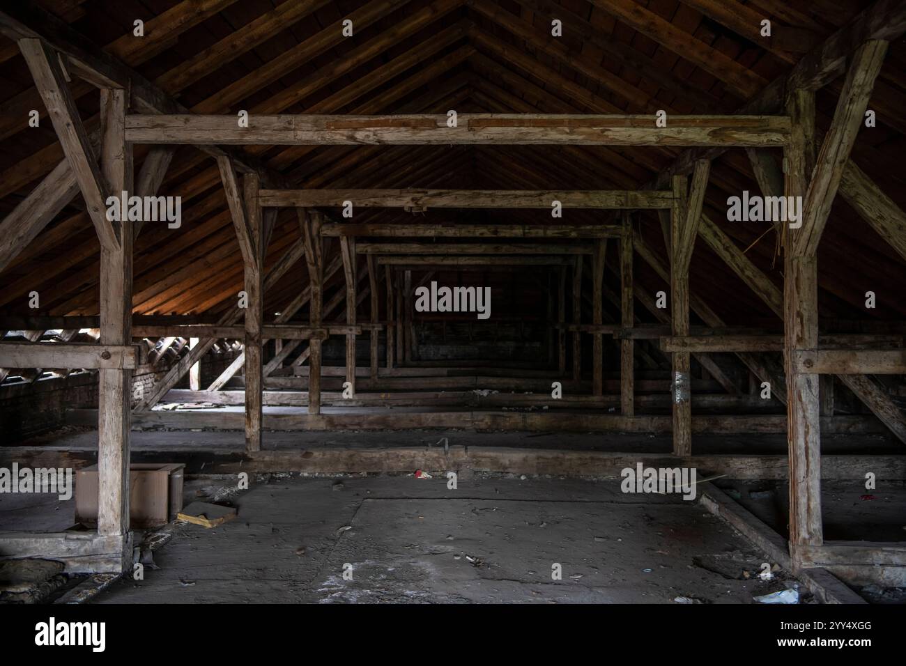 Abandoned industrial building interior. Apocalyptic scene. Ruins of ...