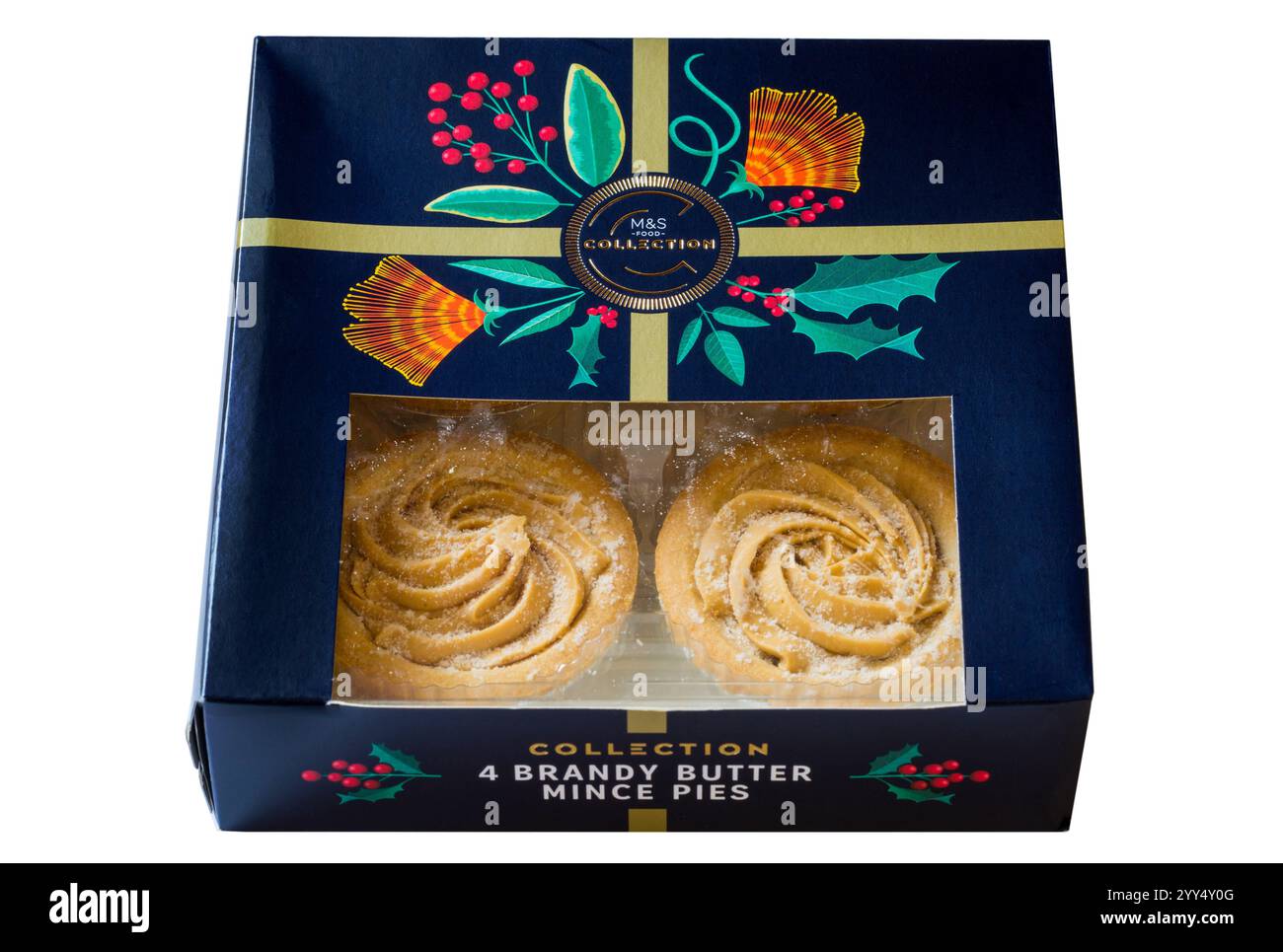 box of 4 Brandy Butter Mince Pies from M&S isolated on white background ...