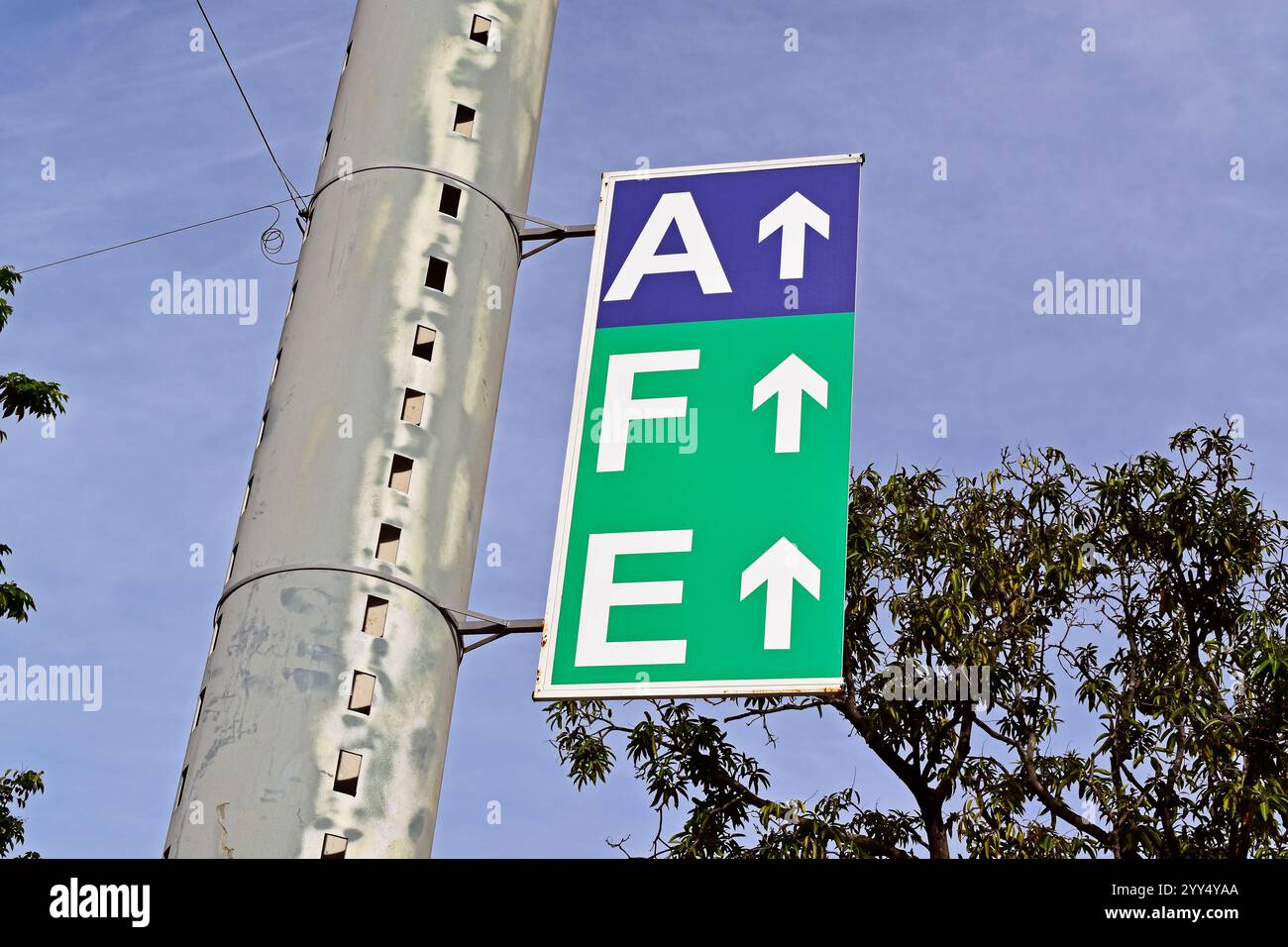 Sign indicating sectors of a sports stadium designated by letters, Rio ...