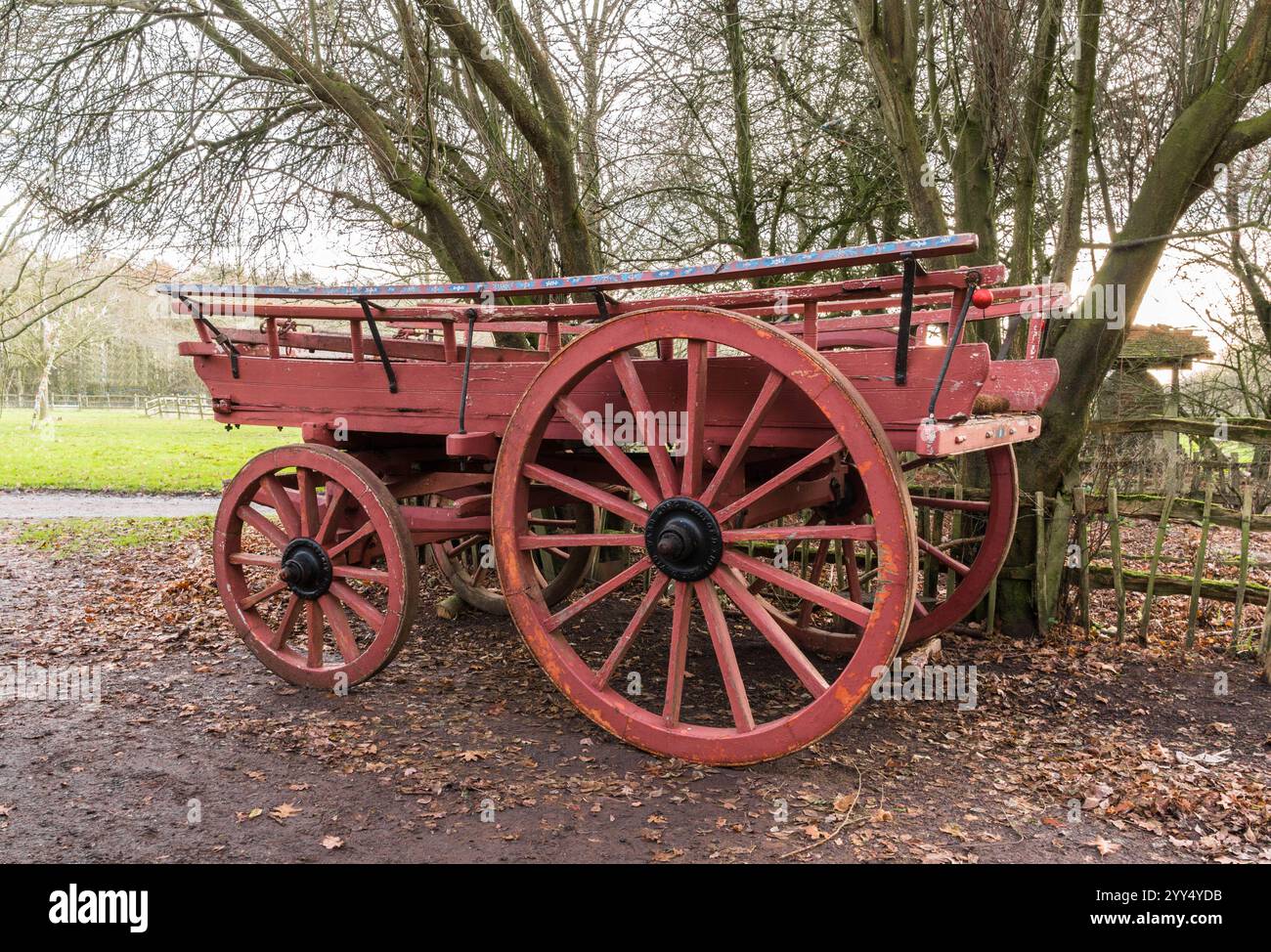 An old wooden farm dray made by David Ward wagon maker Long Melford ...