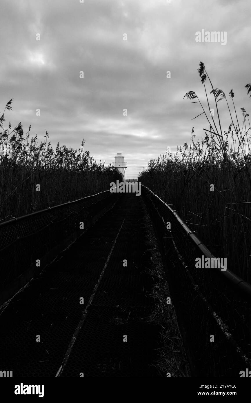 East Usk Lighthouse taken from a floating walkway at Newport Wetlands ...