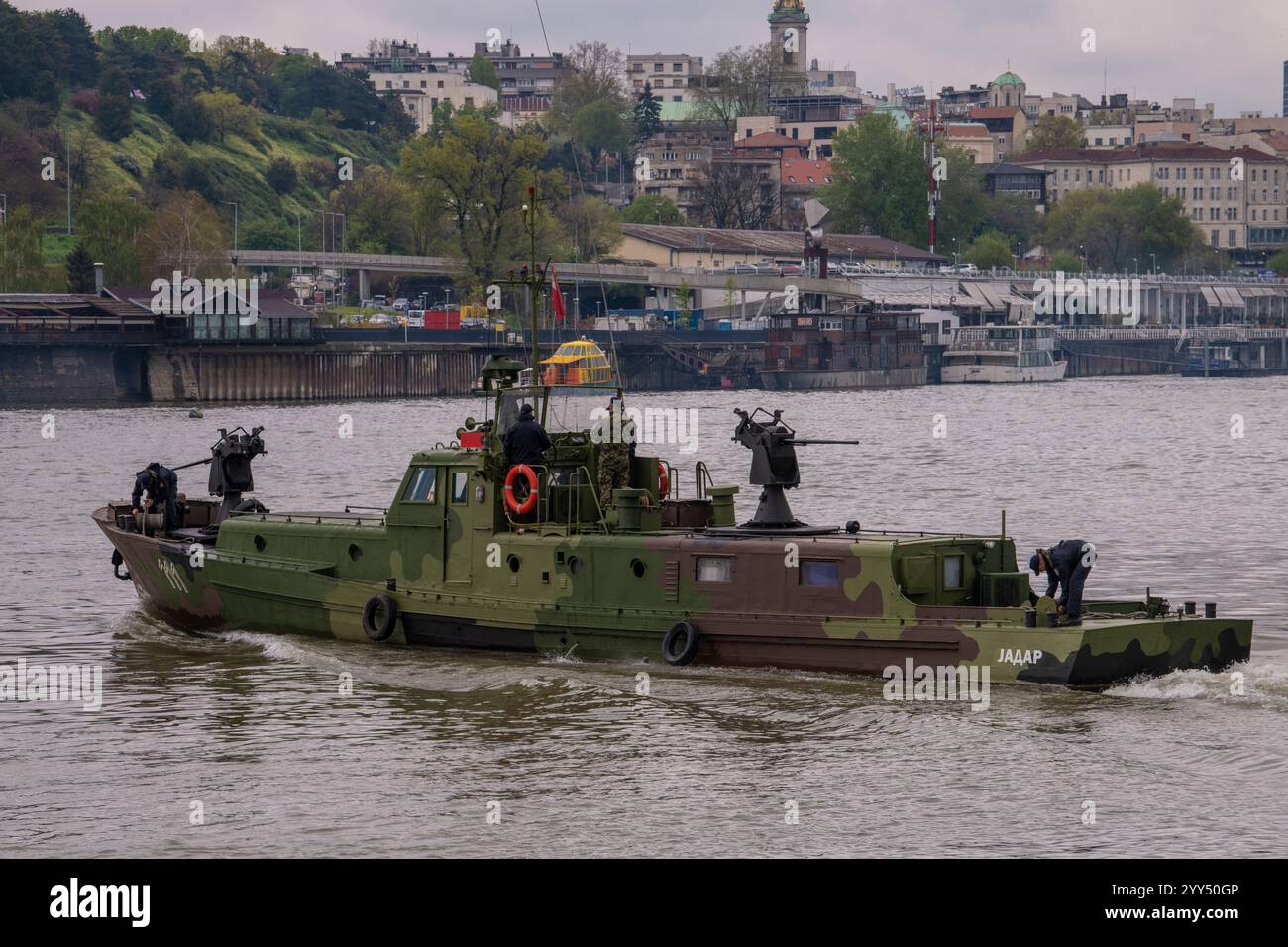 Boats and ships of the Serbian Armed Forces River Flotilla with ...