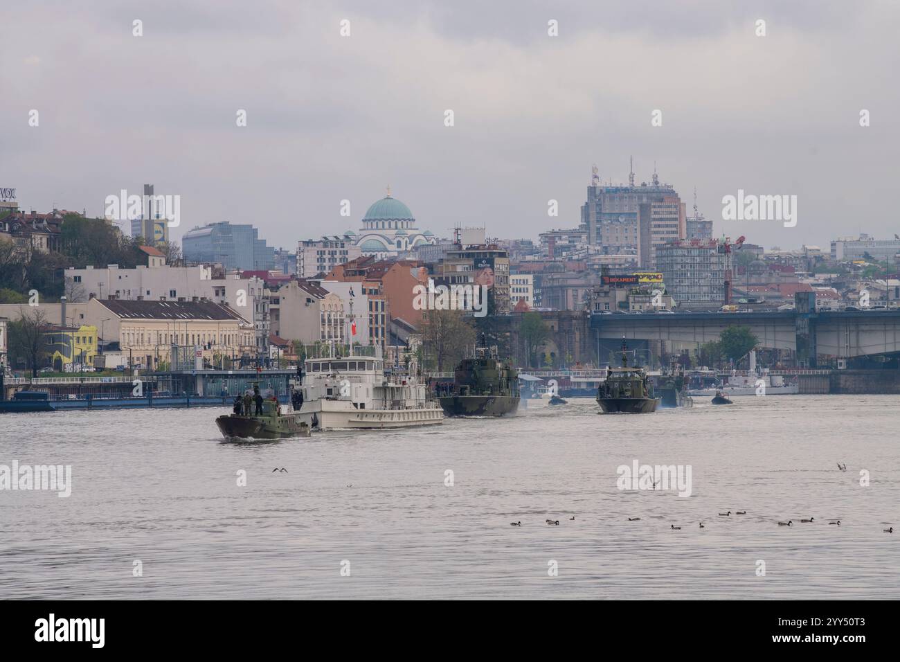 Boats and ships of the Serbian Armed Forces River Flotilla with ...