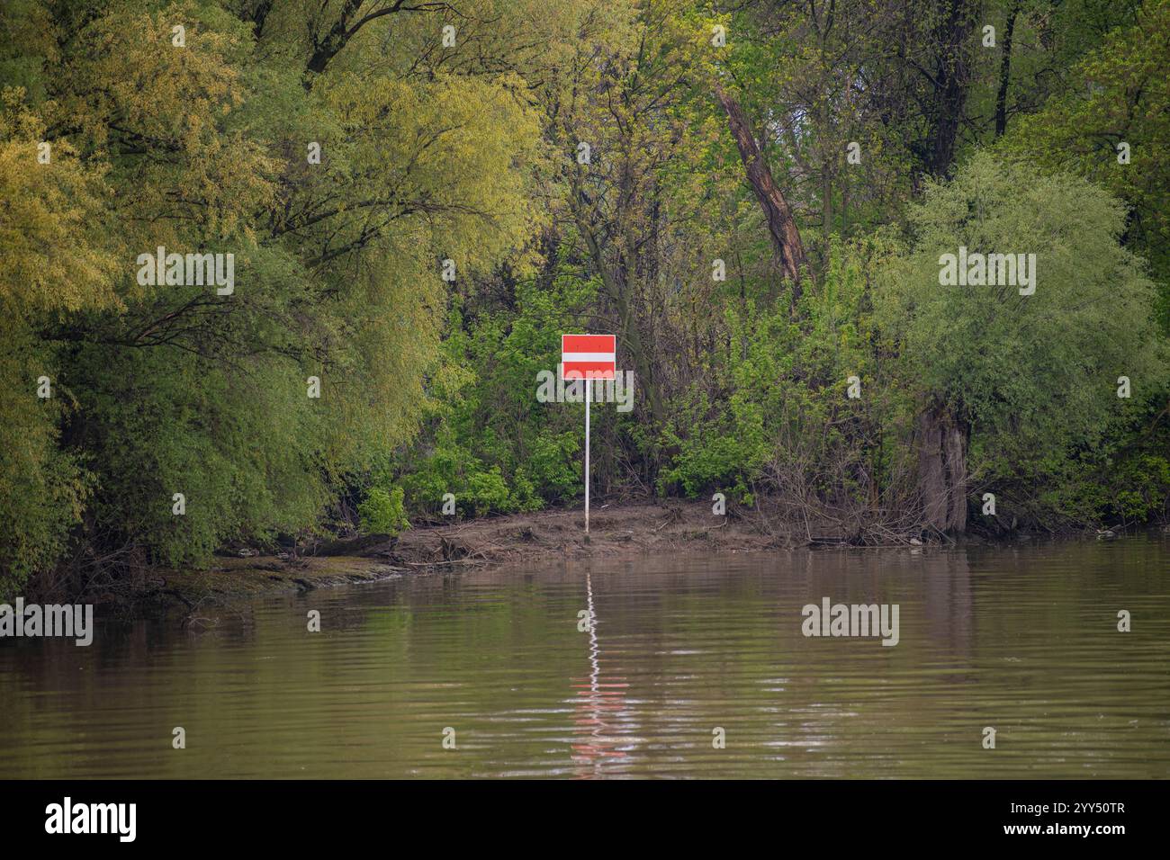 Denied or forbidden access sign to the island from water side Stock ...