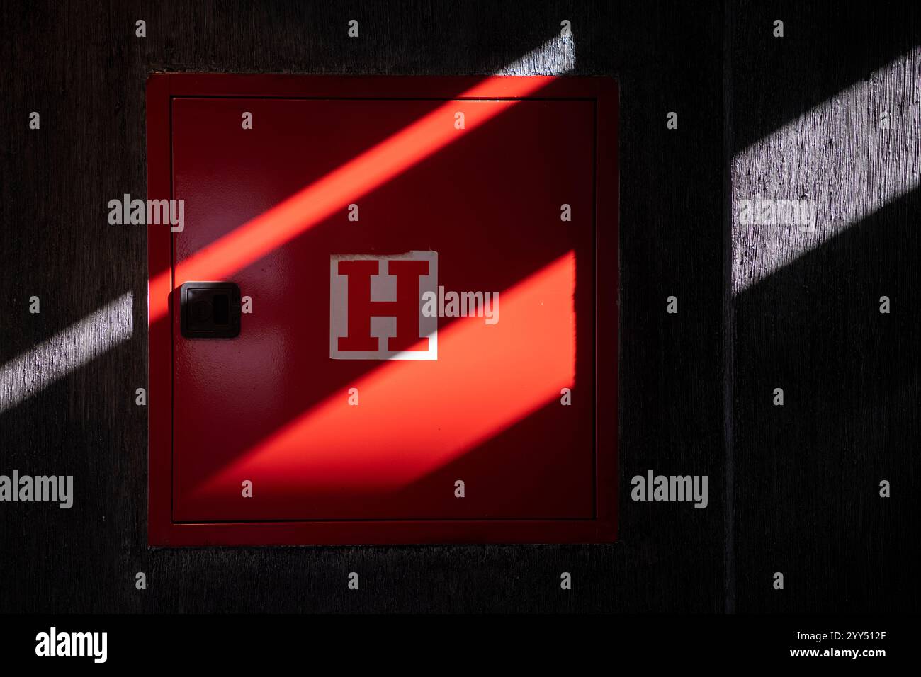 Fire Red box cabinet with extinguisher and hydrant hose emergency panel ...