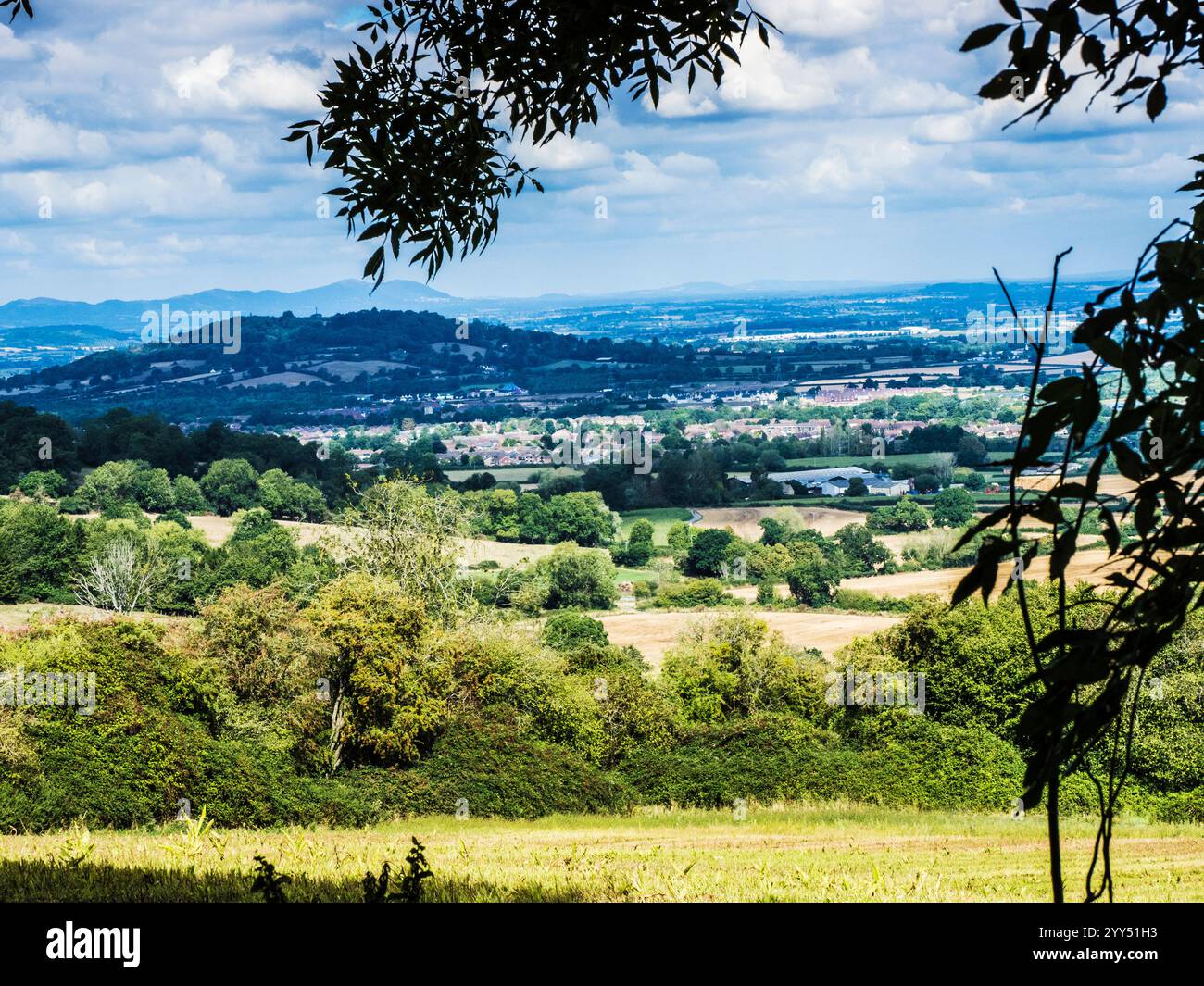 The view from The Cotswold Way looking over Great Witcombe near Birdlip ...