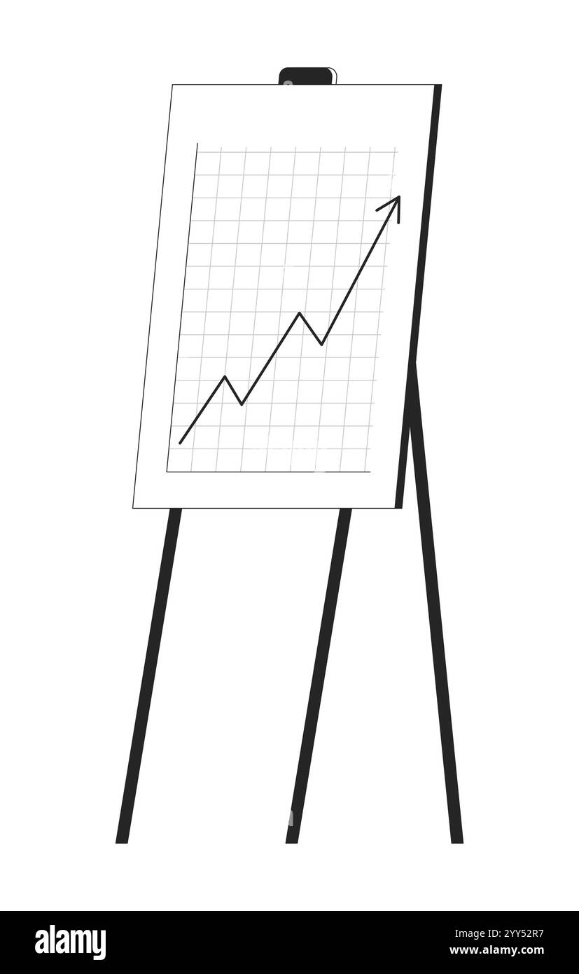 Simple easel displaying line graph with red upward trend black and white 2D line object Stock ...