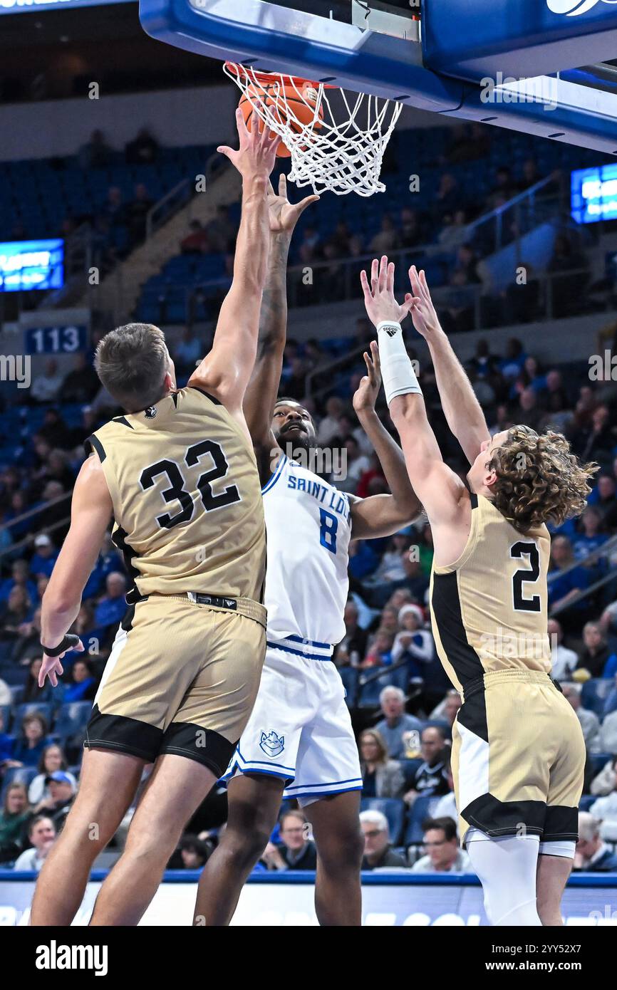 DECEMBER 18, 2024: Saint Louis Billikens guard Kobe Johnson (8) lays up ...