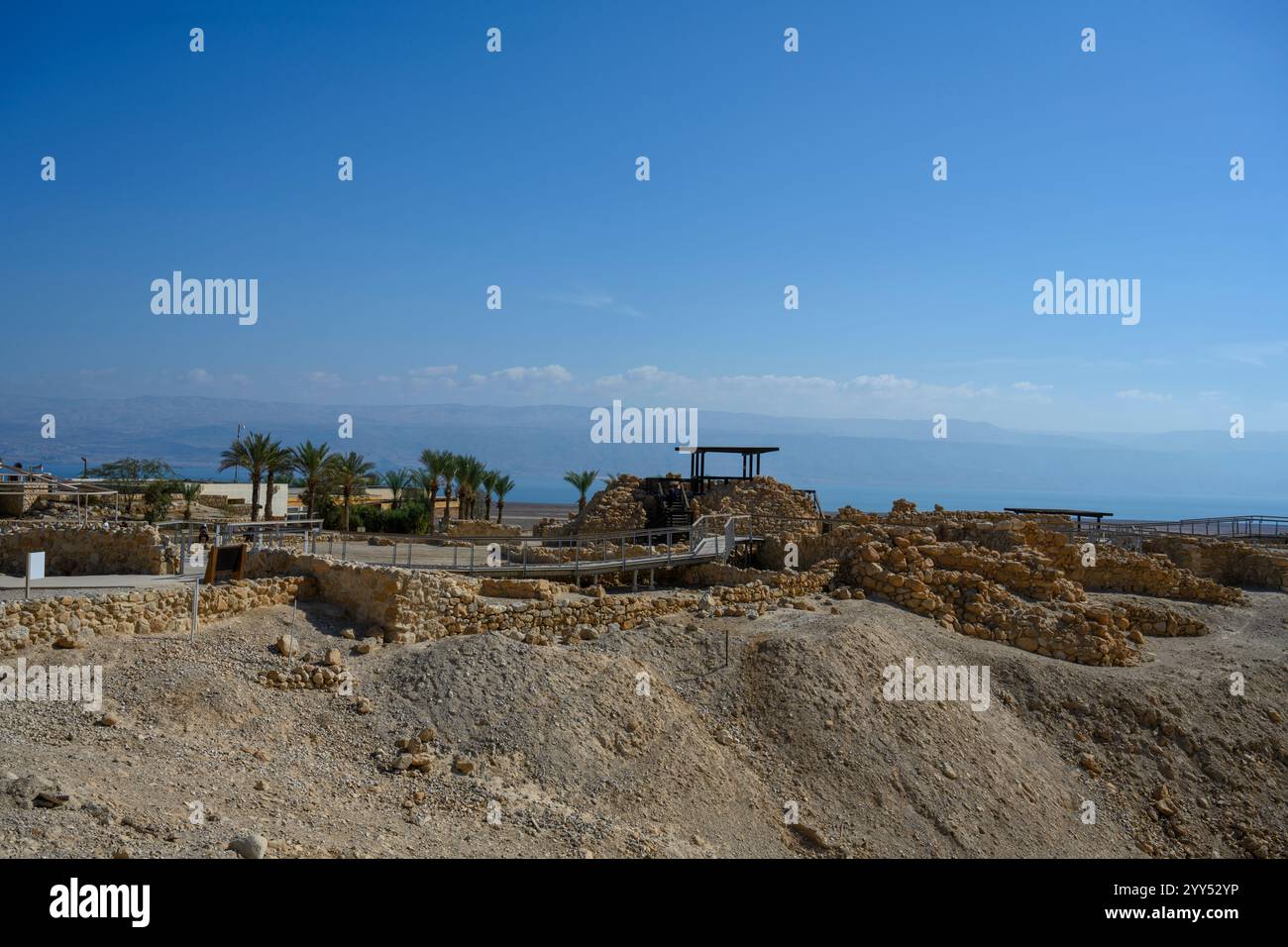 Qumran archeological site on the shore of the Dead Sea, in the West ...