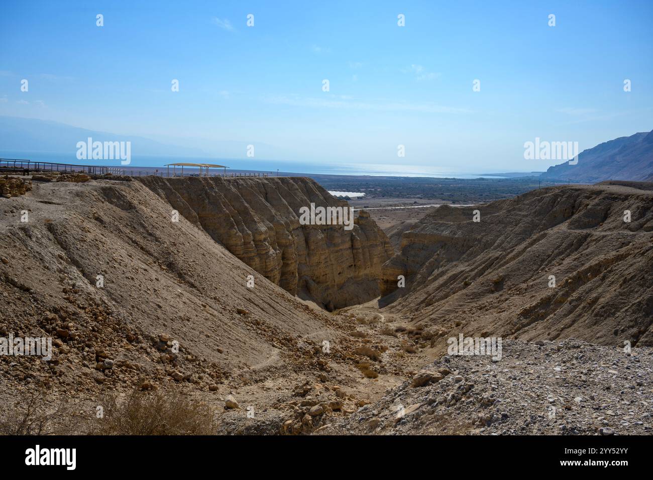Caves in the Marl cliff at Qumran archeological site on the shore of ...