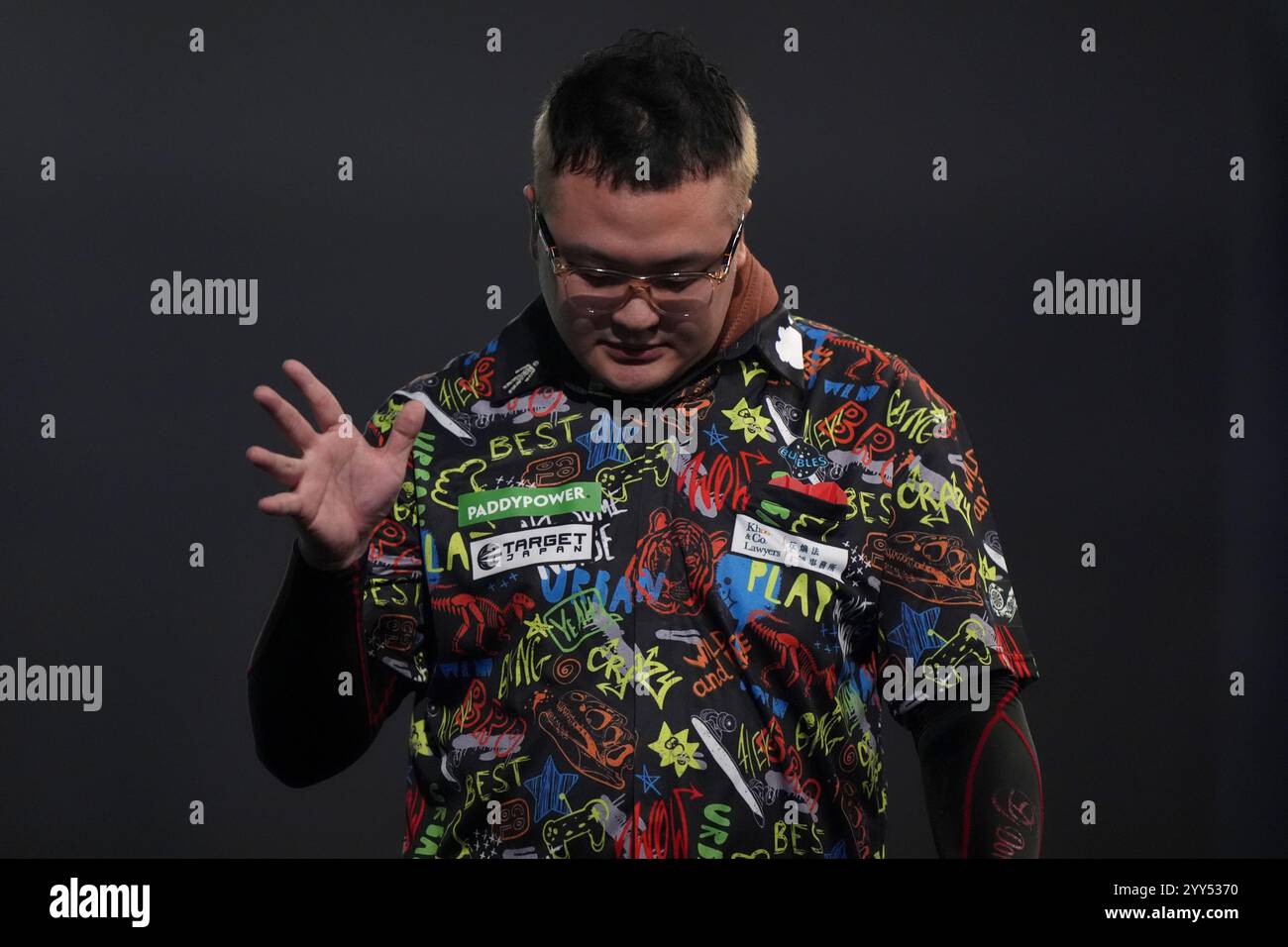 Lok Yin Lee during the first round match against Chris Landman on day ...