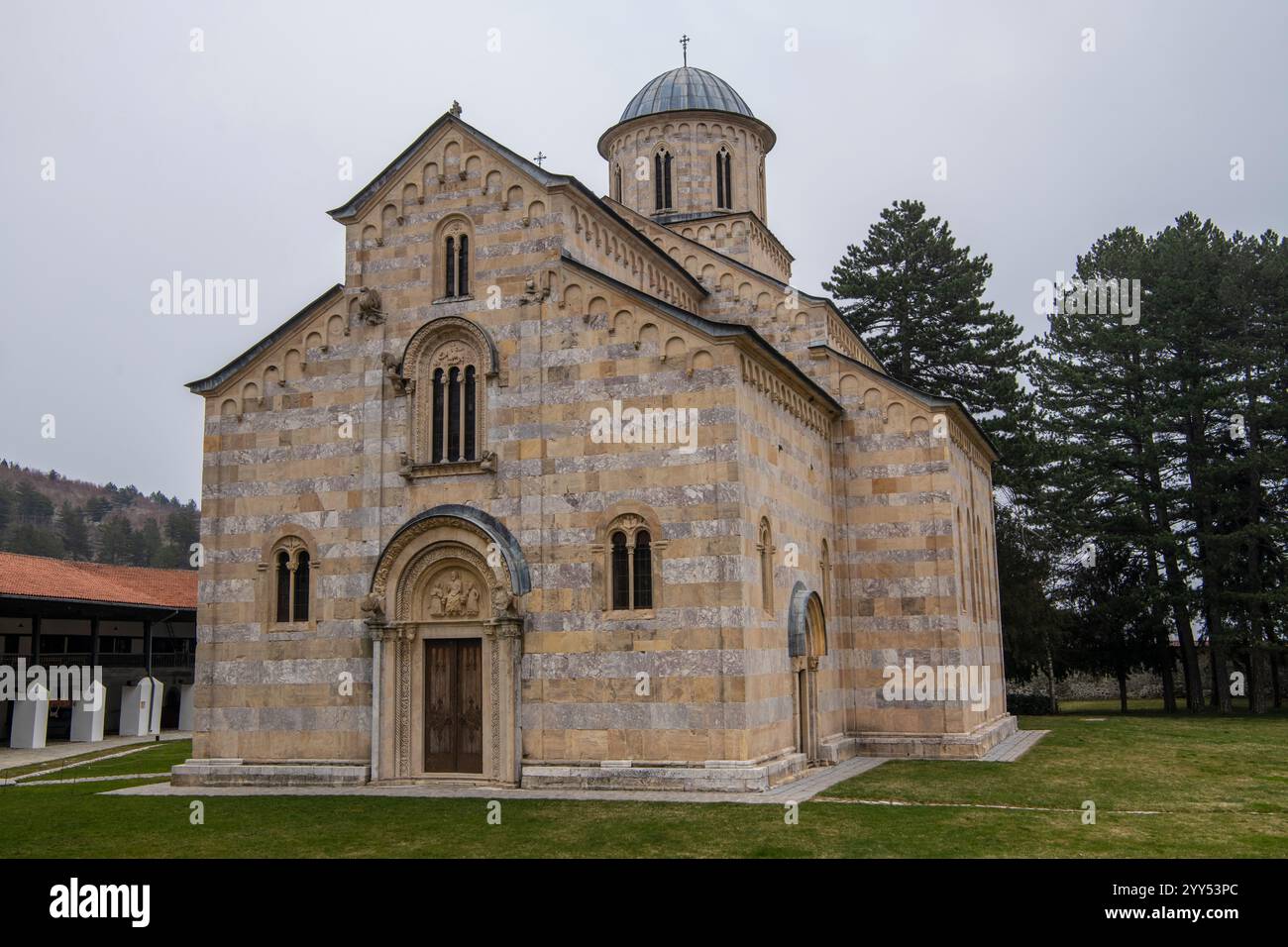 Medieval Monastery and orthodox Church Visoki Decani, one of the most important Serbian ...