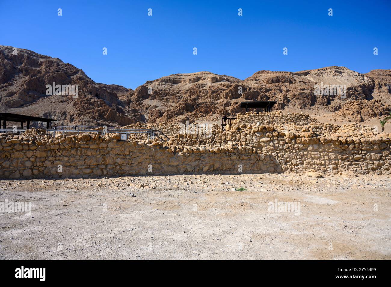 Qumran archeological site on the shore of the Dead Sea, in the West ...