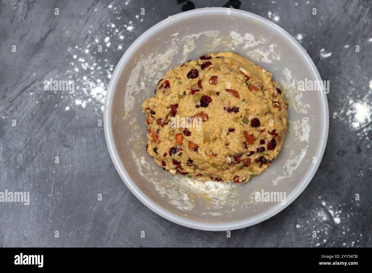 Close up photo of sugar free dough in a bowl. Preparation of dough for ...