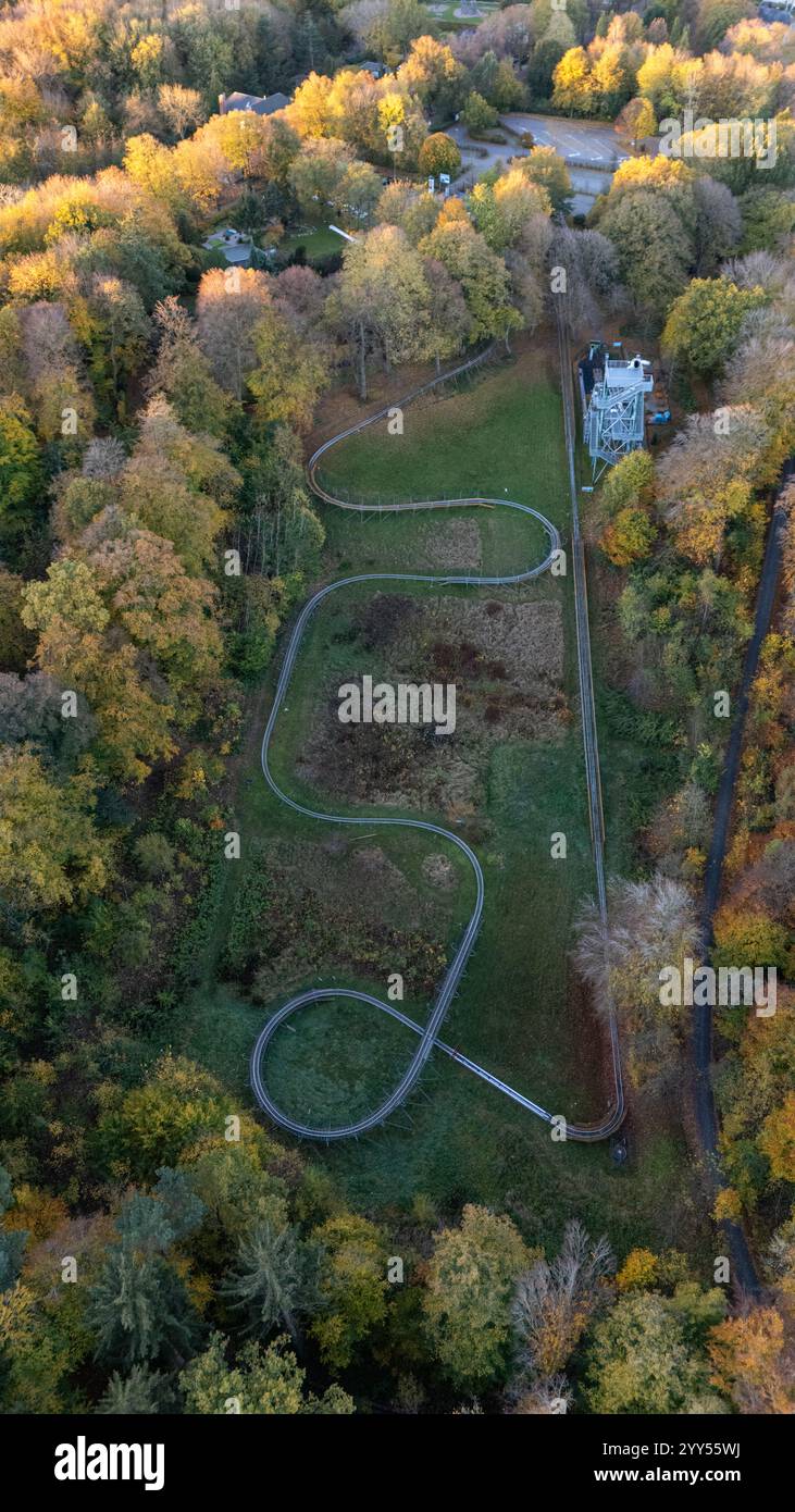 Drone aerial view of a Toboggan run in Rugen Stock Photo - Alamy